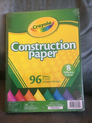 CRAYOLA CONSTRUCTION PAPER 96 SHEETS 9" X 12" IN 8 DIFFERENT COLORS ...
