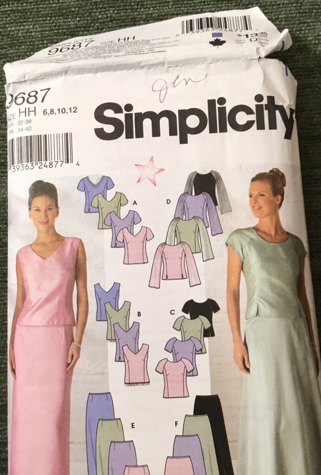 SIMPLICITY PATTERN 9687 WOMENS TOP SKIRT EVENING DRESS SIZE 6,8,10,12 ...
