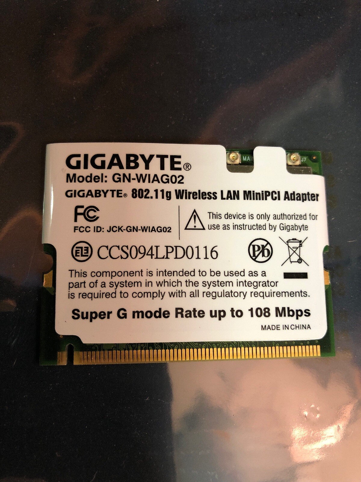 GIGABYTE Gn-wiag02 802.11g WiFi Card Wireless LAN MiniPCI Adapter for ...