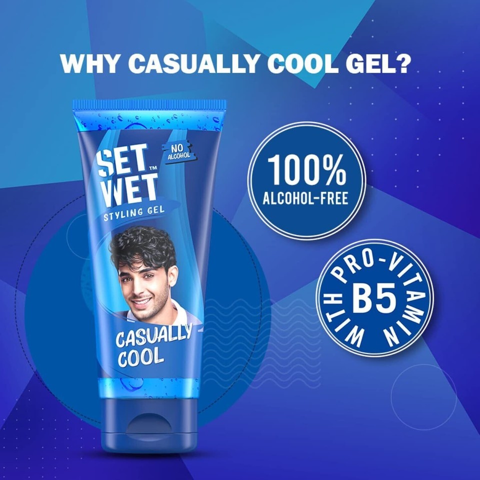 Set Wet Styling Hair Gel for Men - Casually Cool, 50ml Medium Hold ...