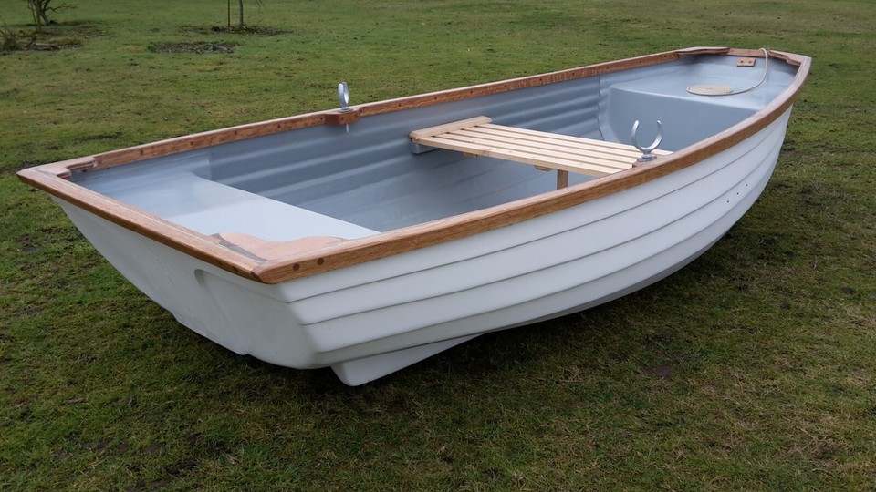 8 Foot Fibreglass & Hardwood Rowing Boat | eBay UK