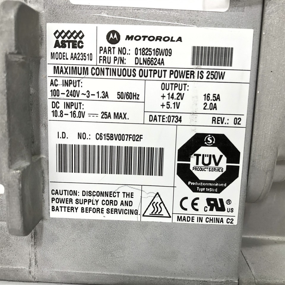 Motorola Astec MTR2000 250W Power Supply Module 0182516W09 | eBay