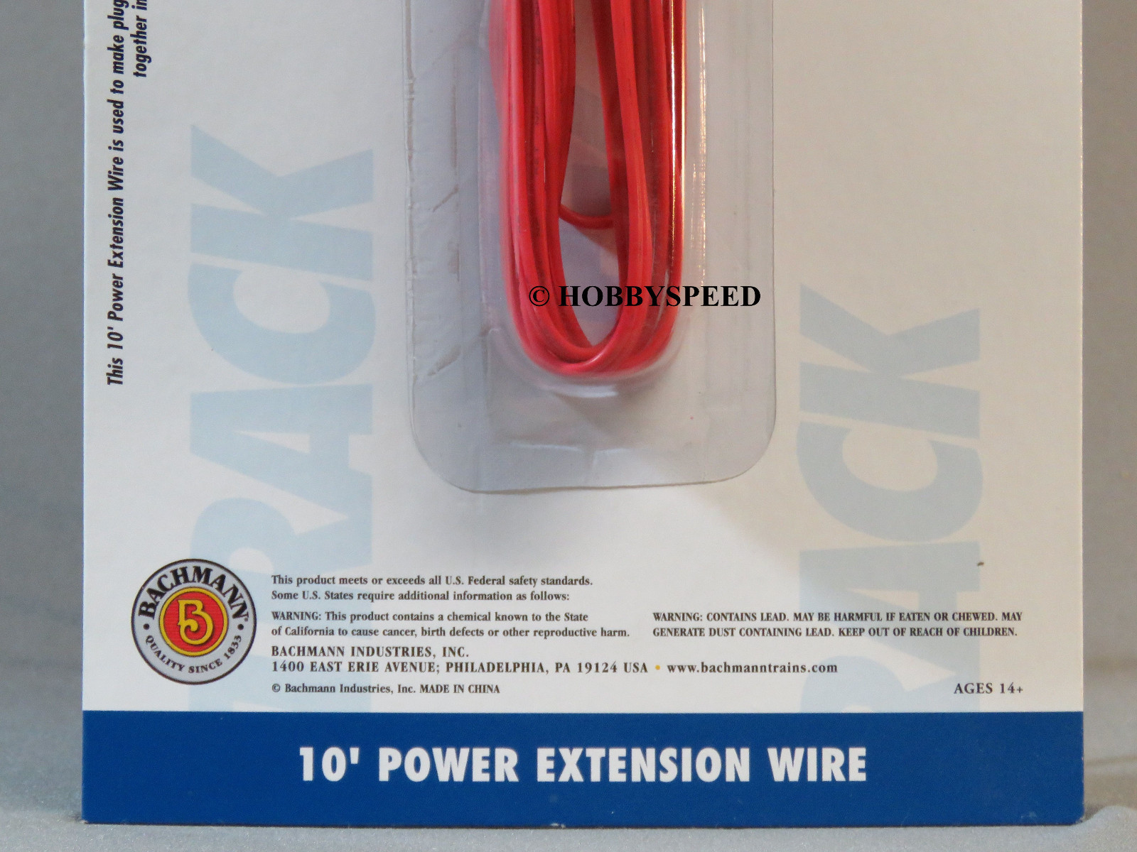 BACHMANN E-Z TRACK HO 10' RED POWER EXTENSION WIRE terminal connector ...