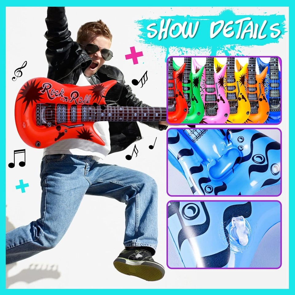 Max Fun Inflatable Rock Star Toy Set, 30 PCS 80s 90s Party Decorations ...