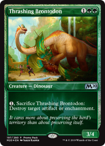 4x Thrashing Brontodon - Dark Frame Promo Pack M20 Core Set 2020 MTG ...