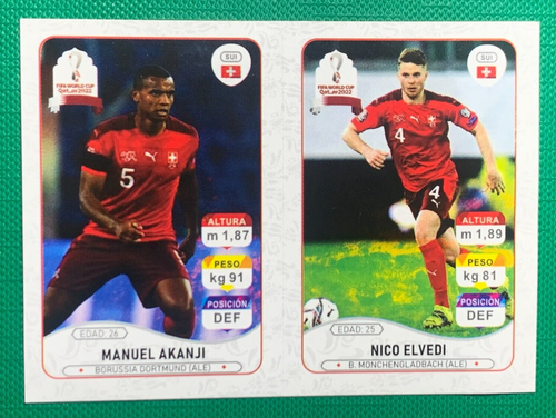2022 3R B Qatar World Cup FIFA #401-402 MANUEL AKANJI / NICO ELVEDI ...