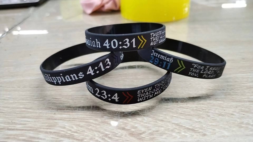Christian Rubber Wristbands Scripture Religious Prayer Bracelet - 4 for ...