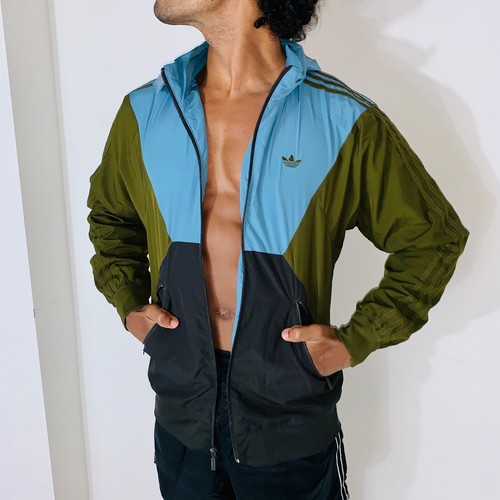 Super Rare Vintage Adidas Originaux Veste Survêtement Bleu Olive Noir ...