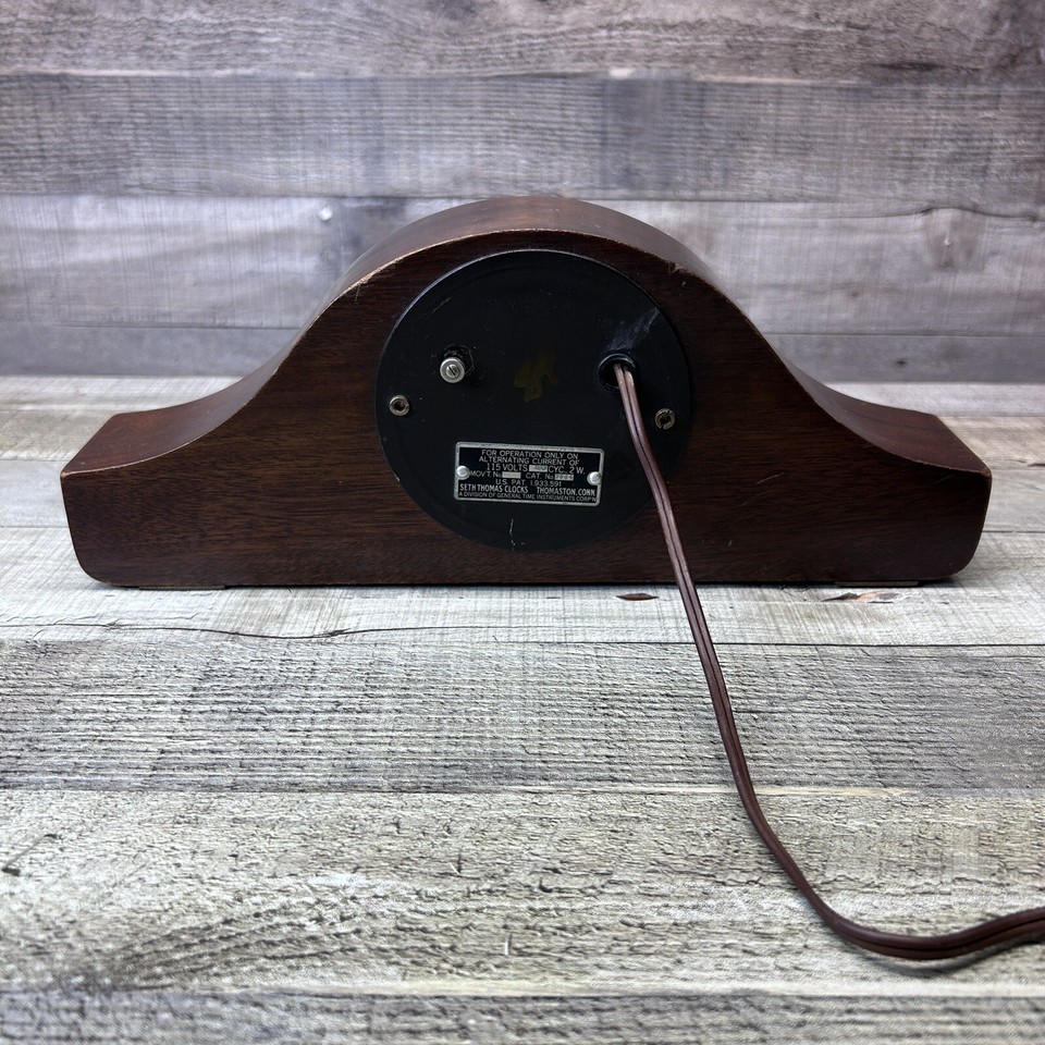 Vintage Seth Thomas Mantle Clock MCM Wood Camel Hump Electric Working ...