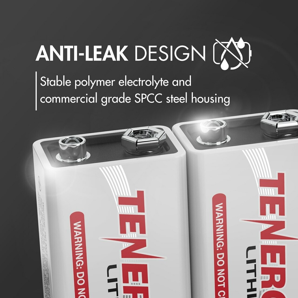 Tenergy 9V Lithium Battery 1200mAh L522 6LR61 1604LC UL Bulk Lot ...