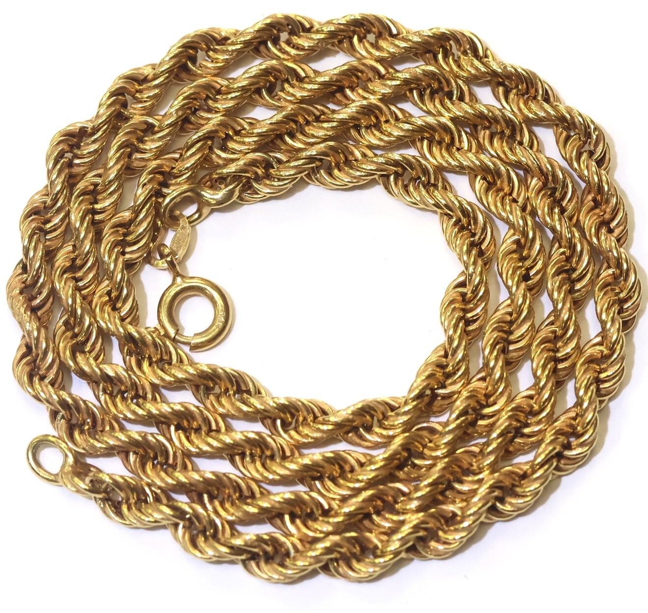 14k yellow gold Hollow chain link rope necklace 7.7g … - Gem