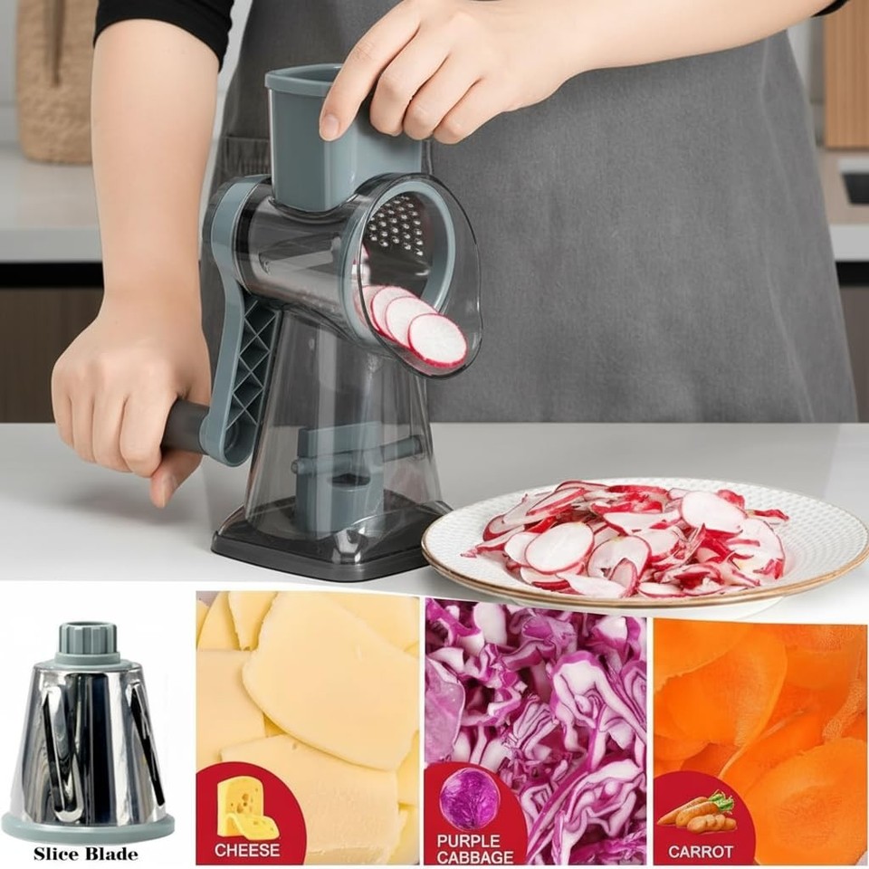 Rotary Cheese Grater Multi-Purpose Stainless Steel Cheese Shredder ...