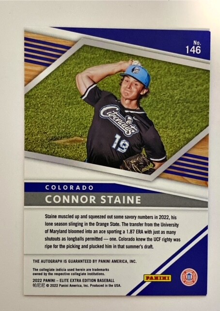 2022 Panini Elite Extra Edition Connor Staine Colorado Rockies | eBay