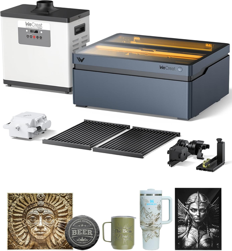 WECREAT Vision 40W Laser Cutter with Fume Extractor, 4 in 1 Rotary, Air ...