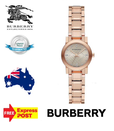 NEW BURBERRY 'THE CITY' BU9215 ROSE GOLD CHECK WOMENS QUARTZ WATCH ...