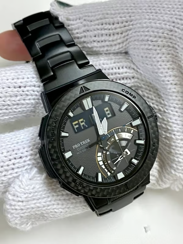 CASIO PRO TREK PRW-73XT-1JF ANGLER LINE Titanium Band Solar Radio Watch ...