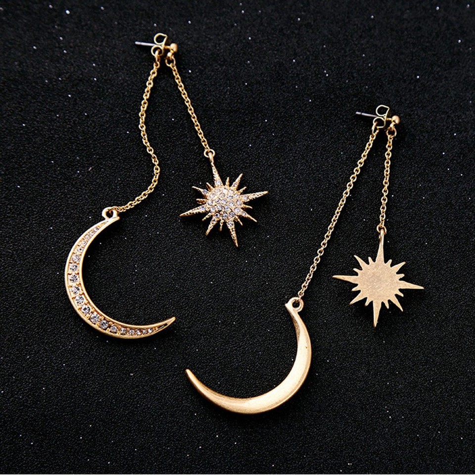 Sun Moon Celestial Earrings Rhinestone Mystical Drop Earrings Women ...