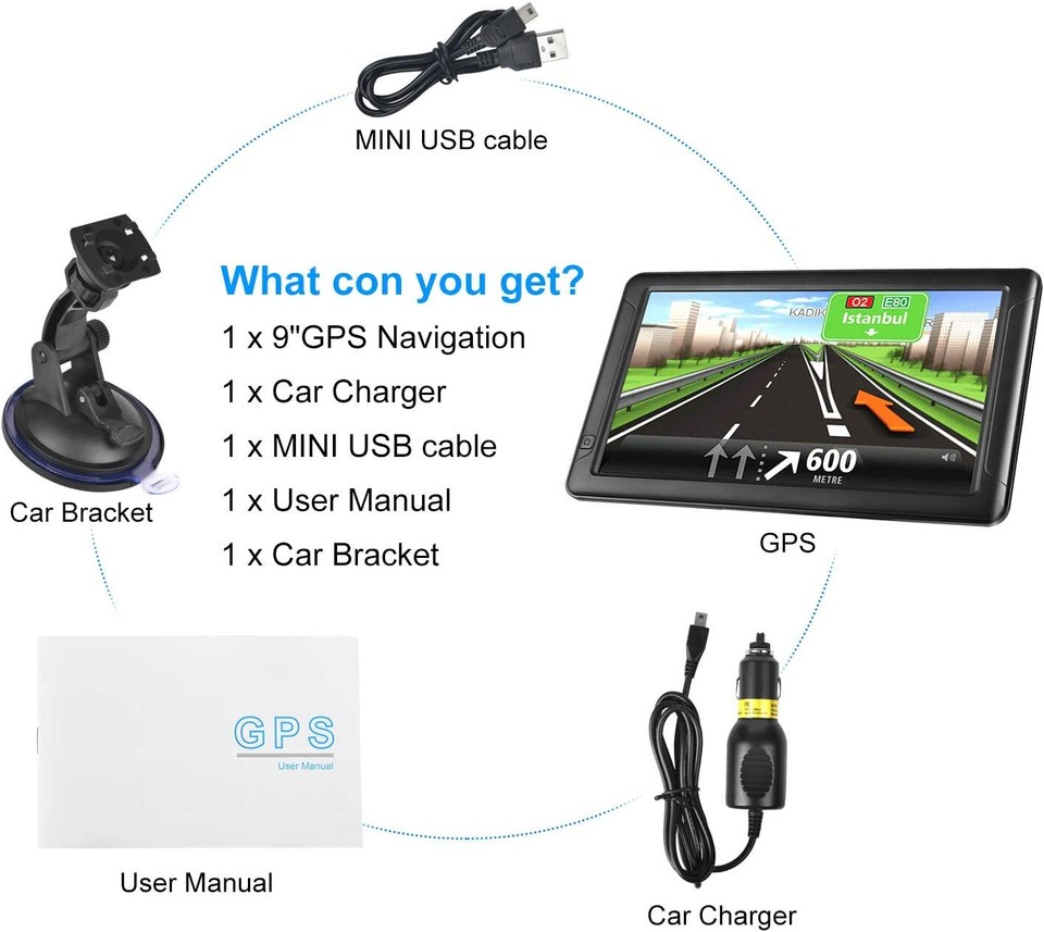 9 INCH CAR GPS Navigation Navigator 8GB 256MB Portable Truck free USA ...