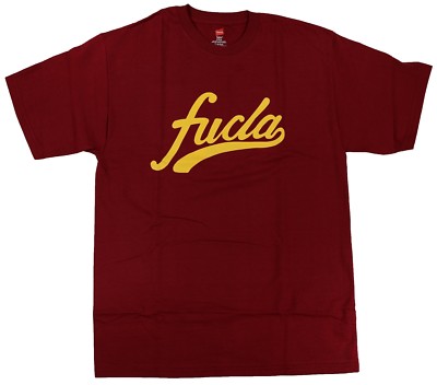FUCLA PARODY LOGO ADULT T-SHIRT, USC TROJANS FIGHT ON, CARDINAL & GOLD ...