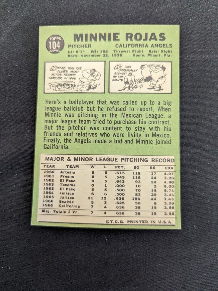 1967 Topps Set-Break #104 Minnie Rojas California Angels EX-EXMINT | eBay