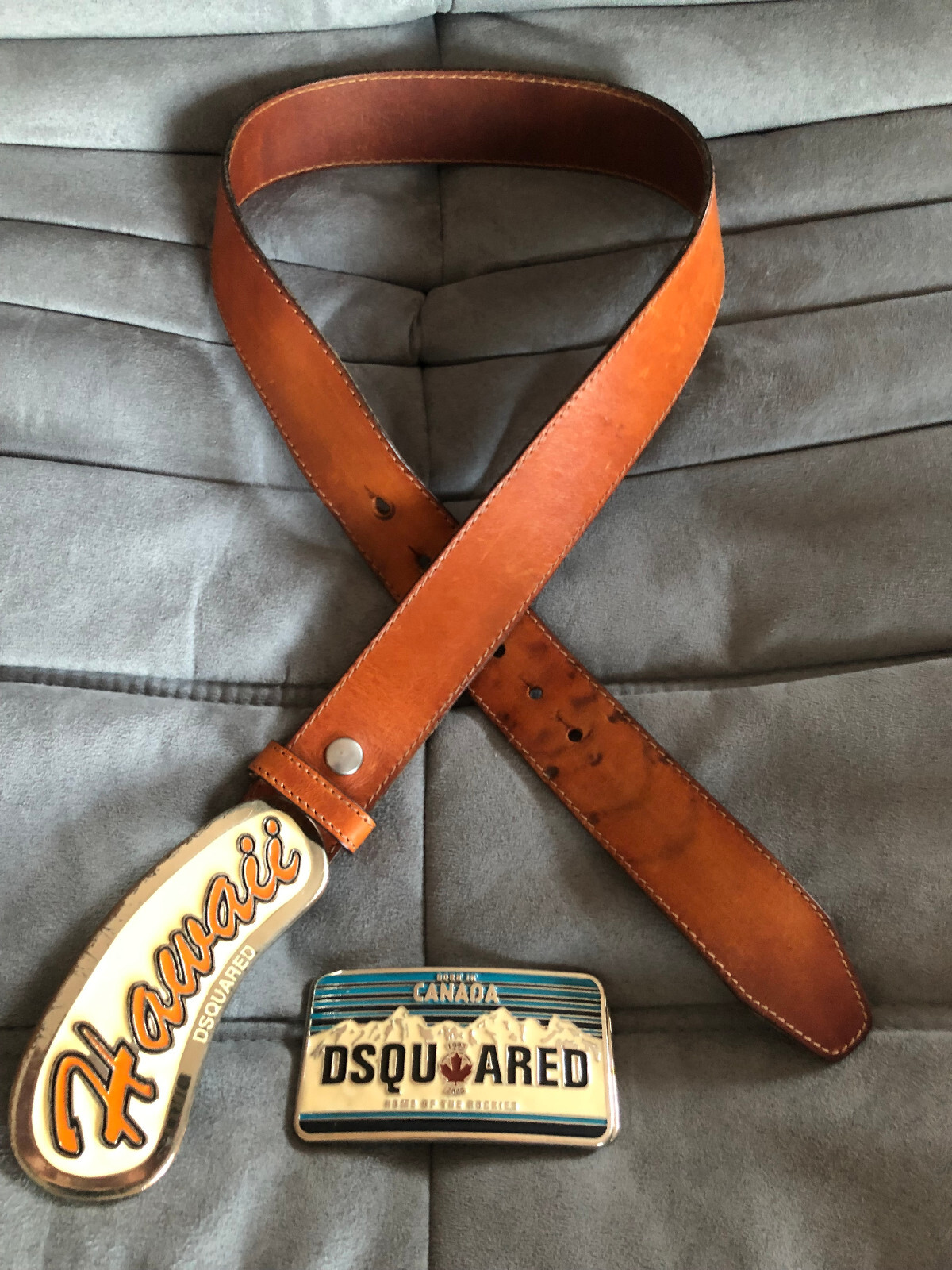 RRP €450 Authentic DSQUARED leather belt with 2 buckles tag S | eBay