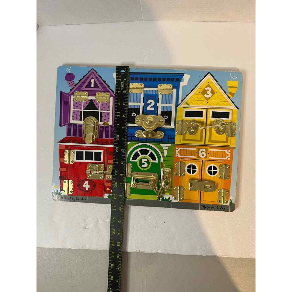 Melissa & Doug Wooden Latches Board Learning Colors Numbers Sensory ...