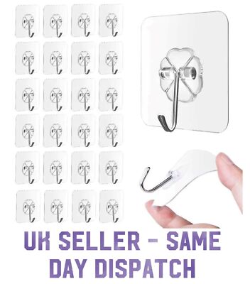 1-100 Self Adhesive Strong Sticky Hooks Heavy Duty Wall Seamless Hooks ...