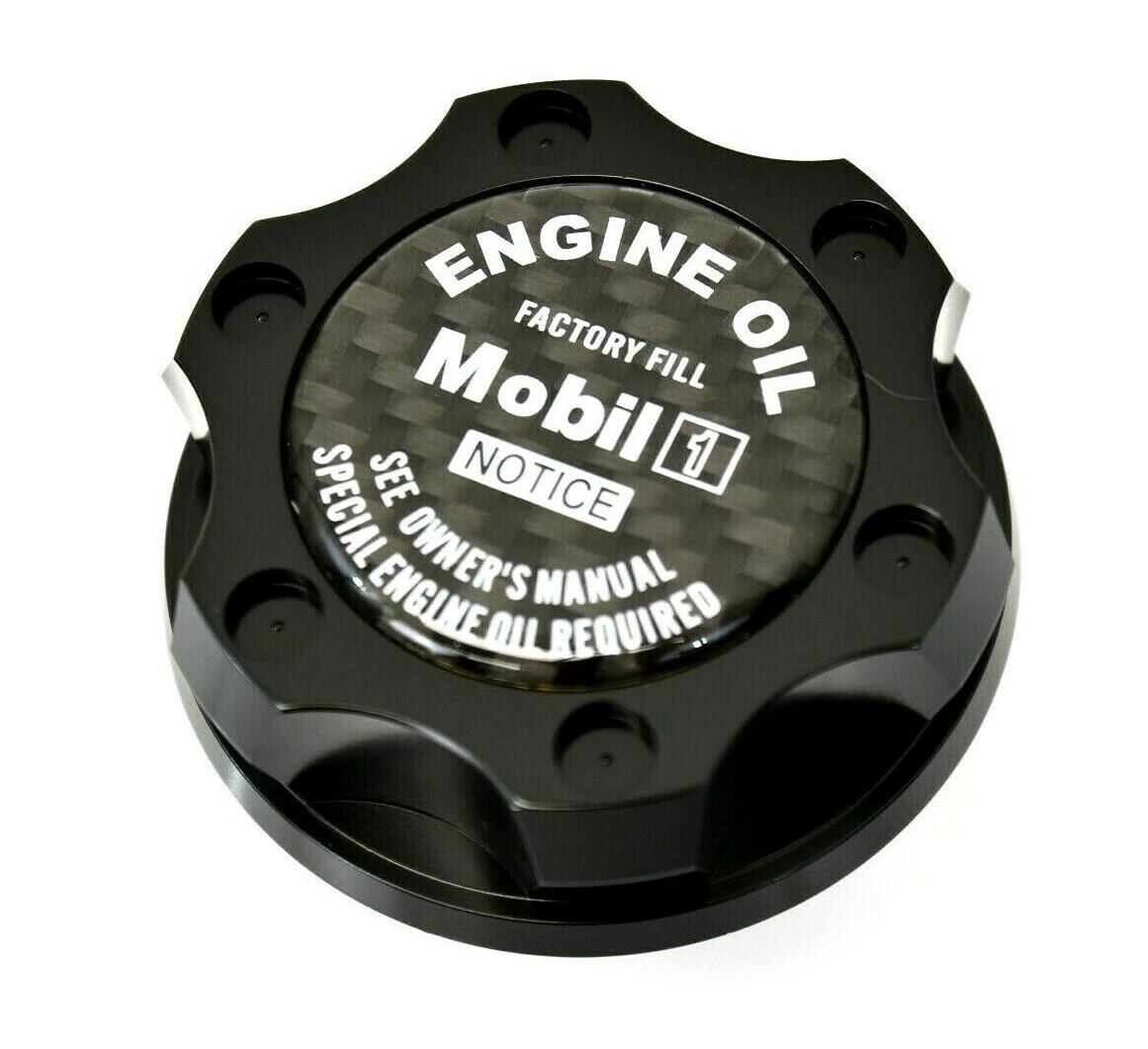 MOBIL 1 BILLET ENGINE OIL FILLER CAP FOR CHEVY LS1 LS2 LS3 LS6 BLACK CF ...