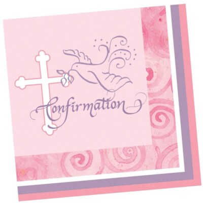 Faithful Dove Pink Napkins Beverage Confirmation 16CT | eBay