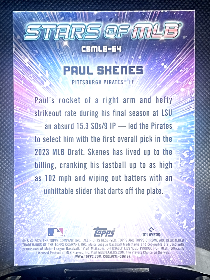Paul Skenes 2024 Topps Chrome Update ROOKIE Stars Of MLB Card #CSMLB-64 ...