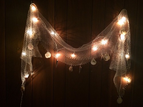 Fish Net Sea Shells Light Strand Outdoor Indoor Nautical Seaside String ...