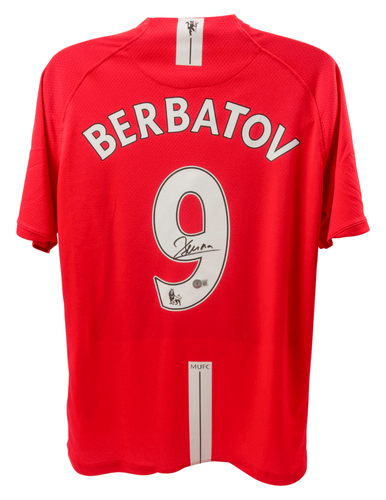 Dimitar Berbatov Signed Manchester United Home Soccer Jersey #9 with ...