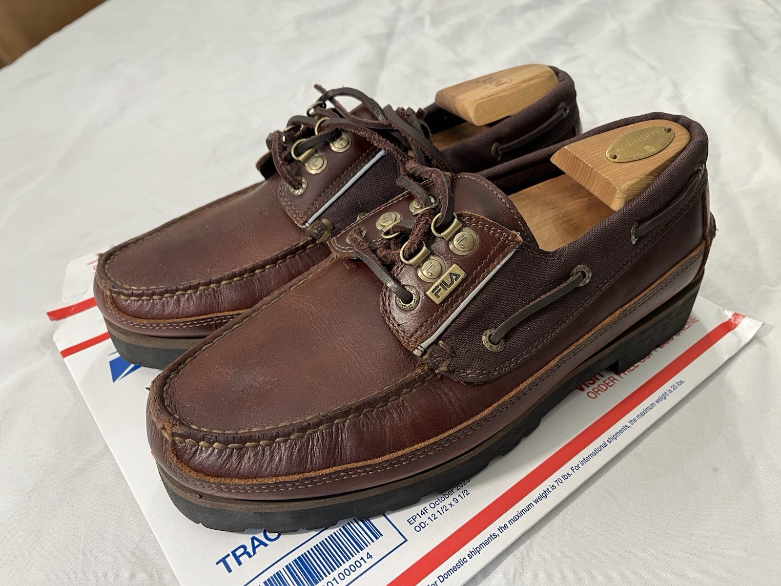 Rare FILA Boat Shoe Leather Mocs Leather Mens 11 EUC - Gem