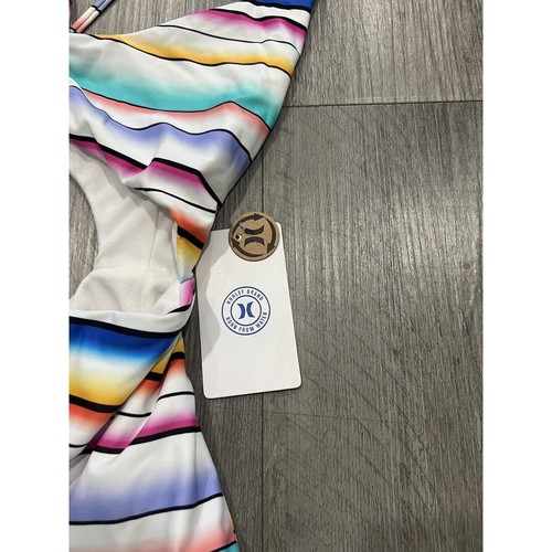 NWT Hurley Cut Out CINCH Tropical One Piece STRIPE Swimsuit SZ MEDIUM ...