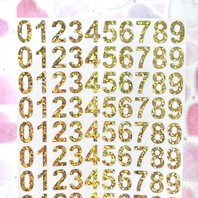 Holographic Sparkle 0-9 Number Sticker Sheet - Choose a Size & Color | eBay