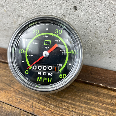 Vintage Stewart Warner Speedometer NOS SW Muscle Bike BMX 60s 70s Black ...