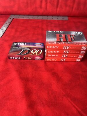 LOT OF 4 SONY HF 90 AUDIO CASSETTE & 1 TDK D90 AUDIO CASSETTE - SEALED ...
