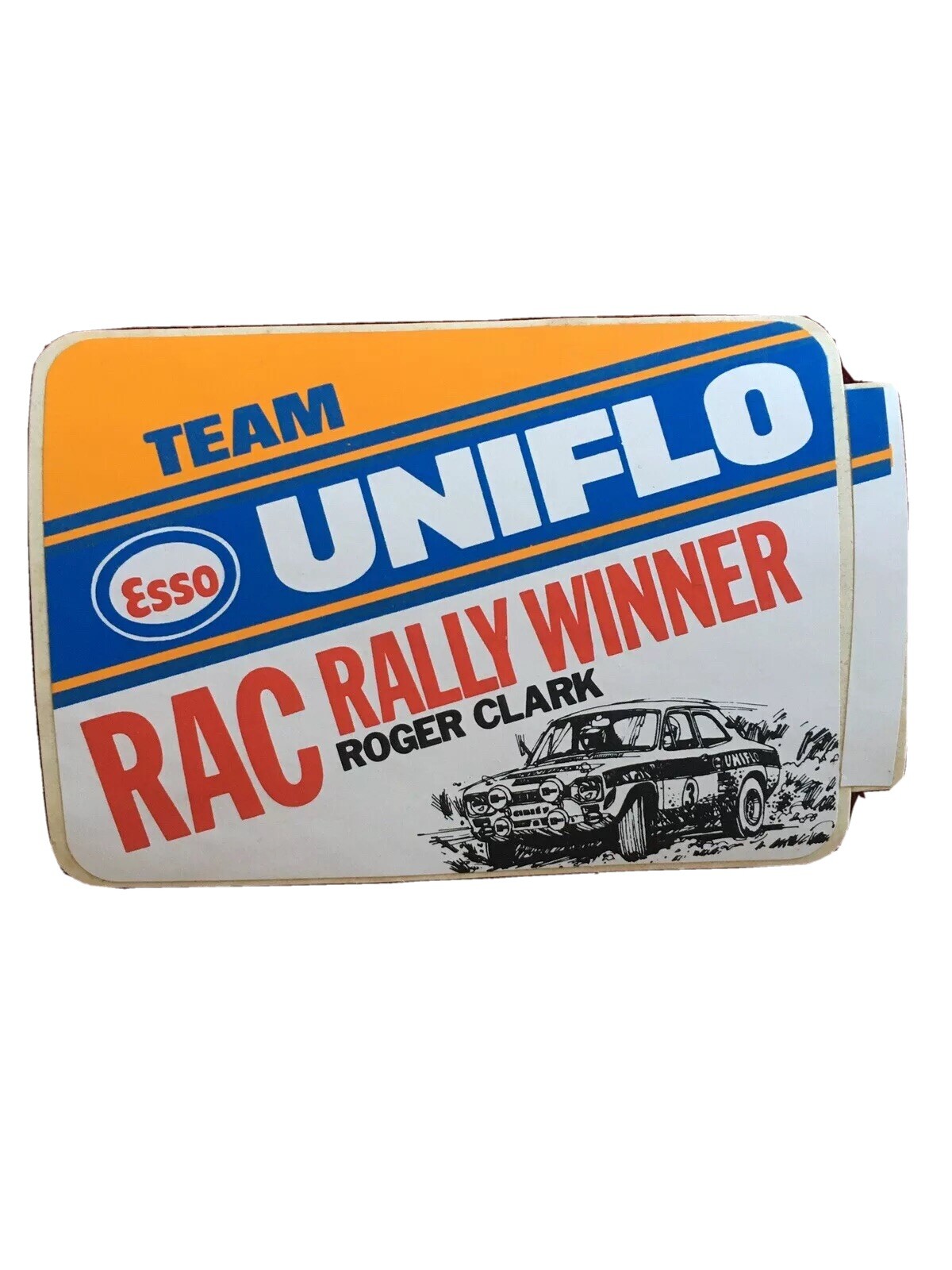 Original 1970s Sticker - Team Esso Uniflo RAC Rally Winner Roger Clark ...