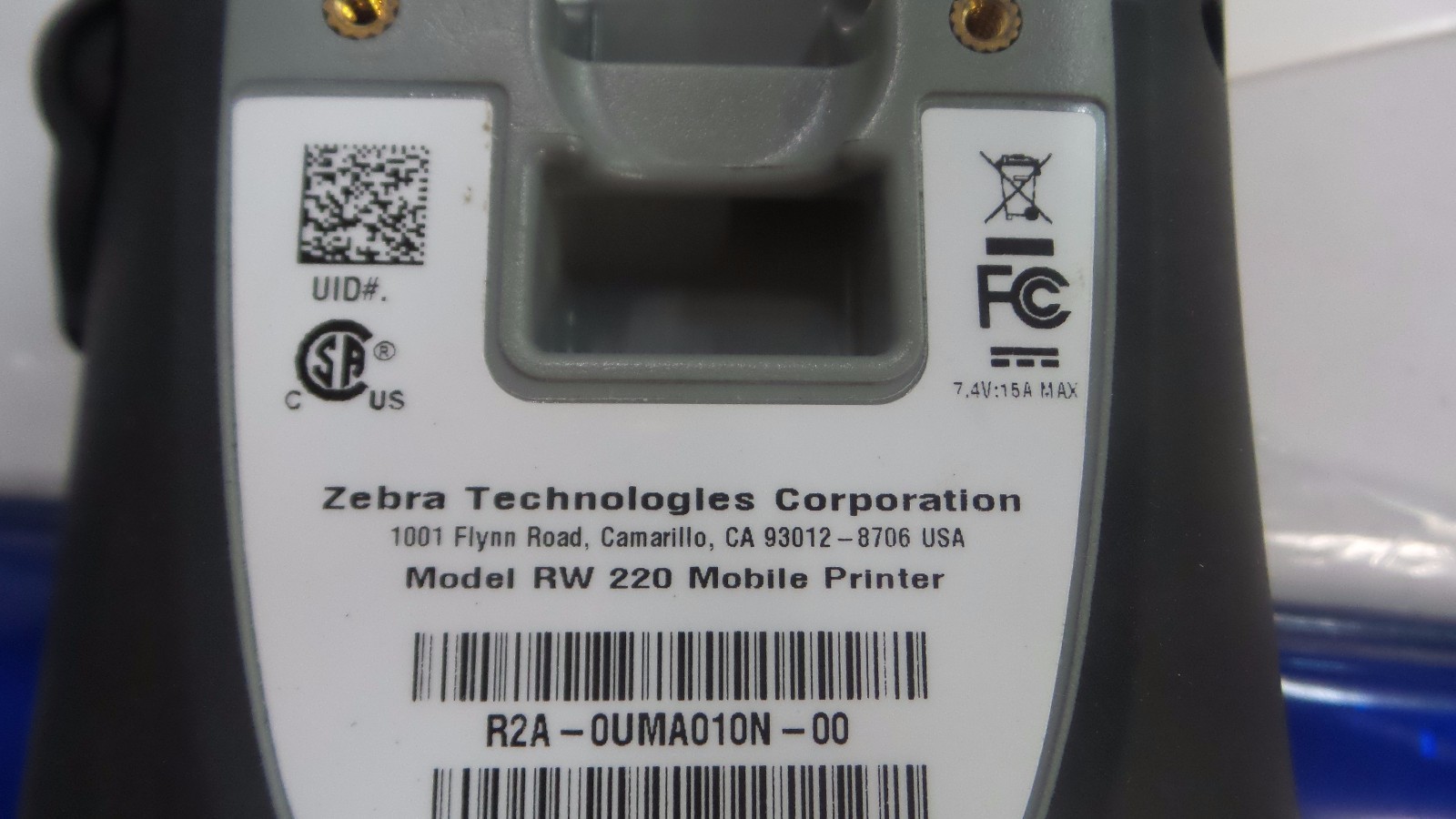 Zebra RW220 Mobile Printer with 802.11b WiFi Radio & Mag Strip R2A ...