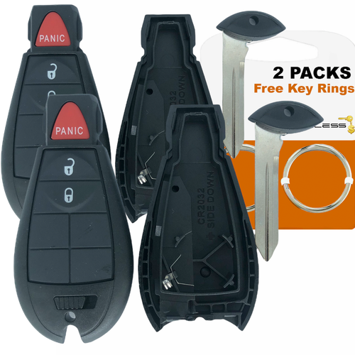 2 New Keyless Smart Prox Fobik Remote Key Fob Shell Case 3 Btn Pad For ...