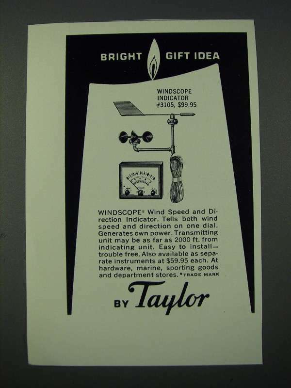 1963 Taylor Ad - Windscope Wind Speed and Direction indicator #3105 | eBay
