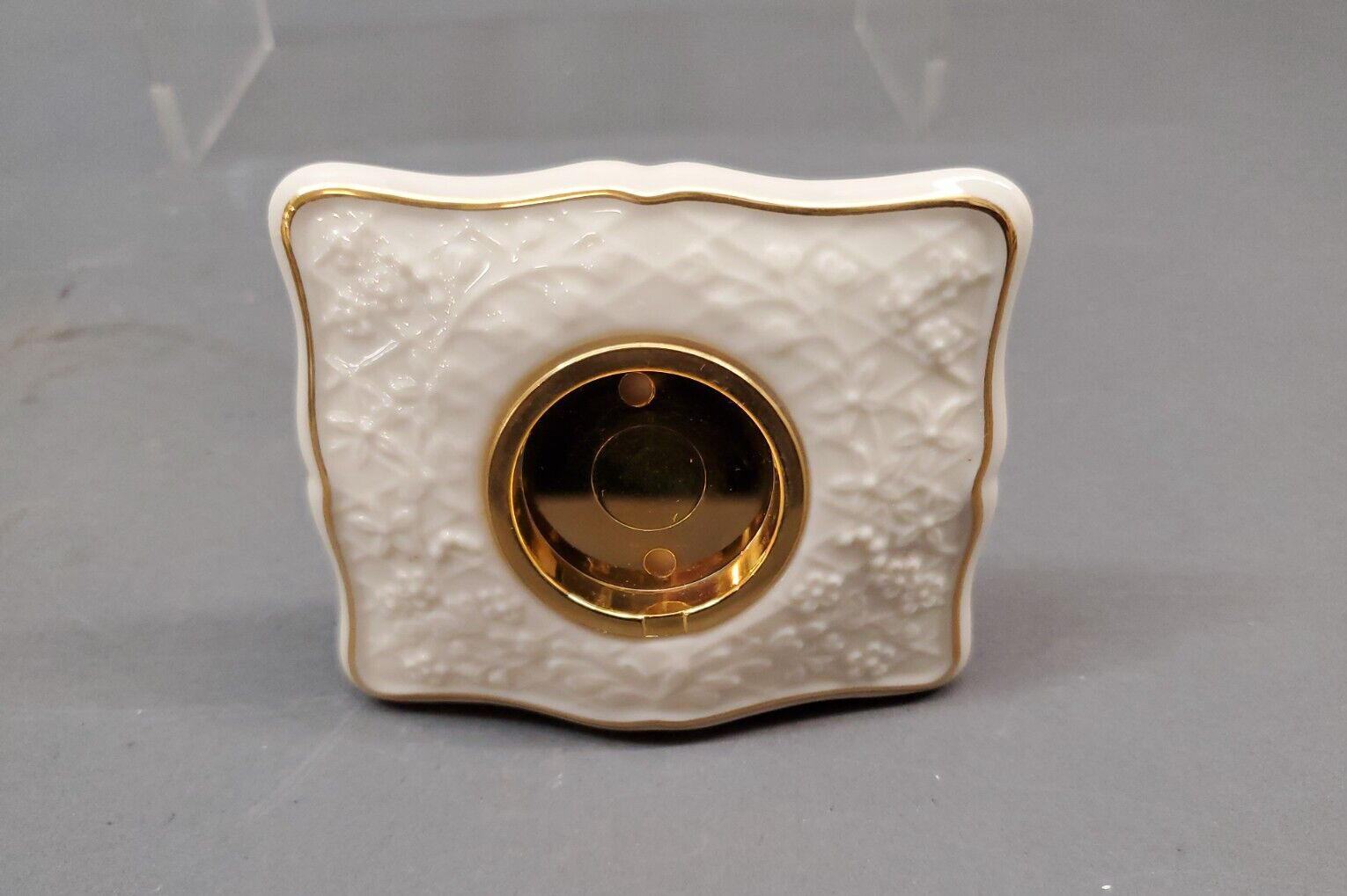 Lenox China Quartz Small Desk Clock 3" Tall. White, 24K trim. | eBay