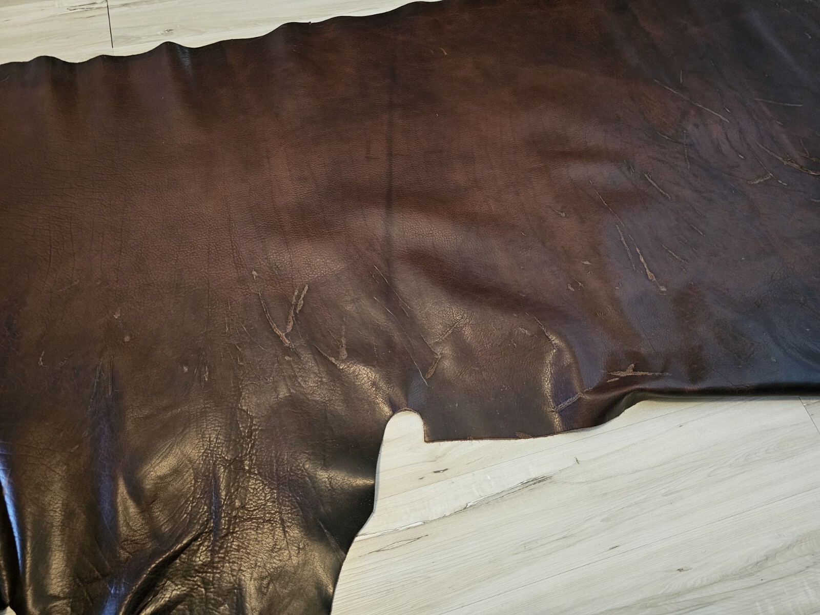 5-6oz DARK BROWN BISON LEATHER HIDE SIDE FULL GRAIN MEDIUM SOFT PULL-UP ...