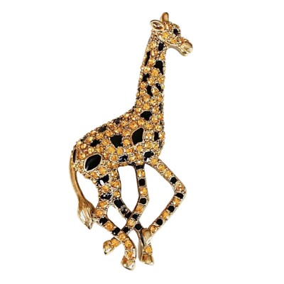 Vintage gold-tone yellow stone embellished giraffe pin brooch | eBay