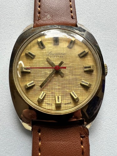 Lucerne Electra Men's Watch Mechanical Wind Up Red Second Hand Runs ...