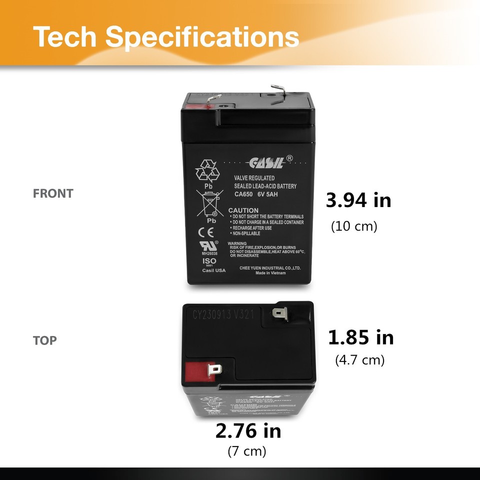 6v 5AH battery for JohnLite cy-0112-6.40 Spotlight Battery ...