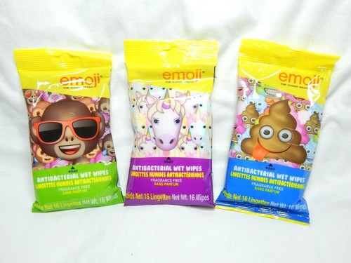 EMOJI Wet Wipes Antb Lot of 3 Packs 3 different Emoji NEW 💩🐵🦄 | eBay