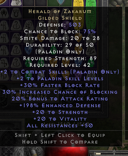 Diablo 2 Resurrected D2R: 198%ed Herald of Zakarum HOZ Shield - SC - PC ...