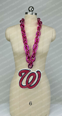 New MLB WASHINGTON NATIONALS HOT PINK Jumbo Big Fan Chain Necklace Foam ...