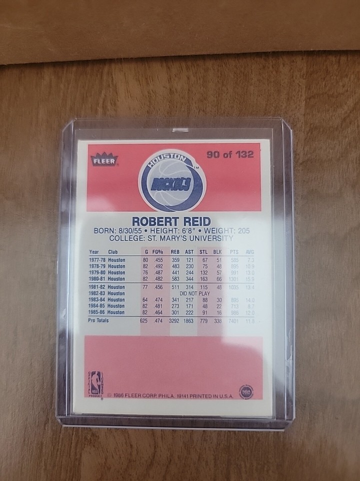 1986 Fleer #90 Robert Reid Basketball Houston Rockets 1986-87 | eBay